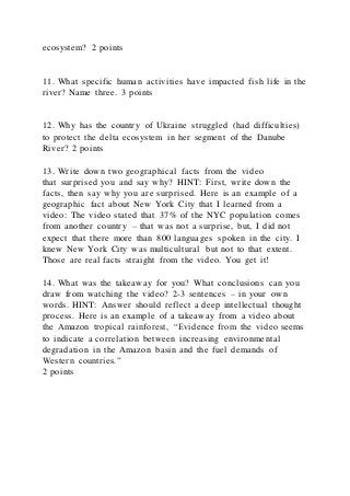 1. The Danube River flows through 10 countries. Name them in the s | PDF