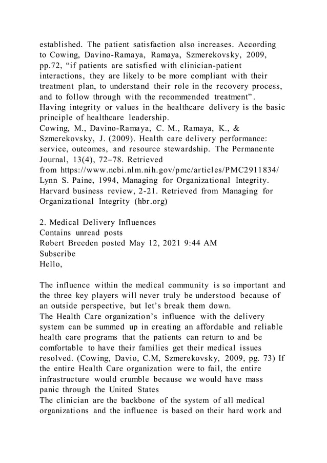 1. Integrity, the basic principle of healthcare leadership.Conta | DOCX