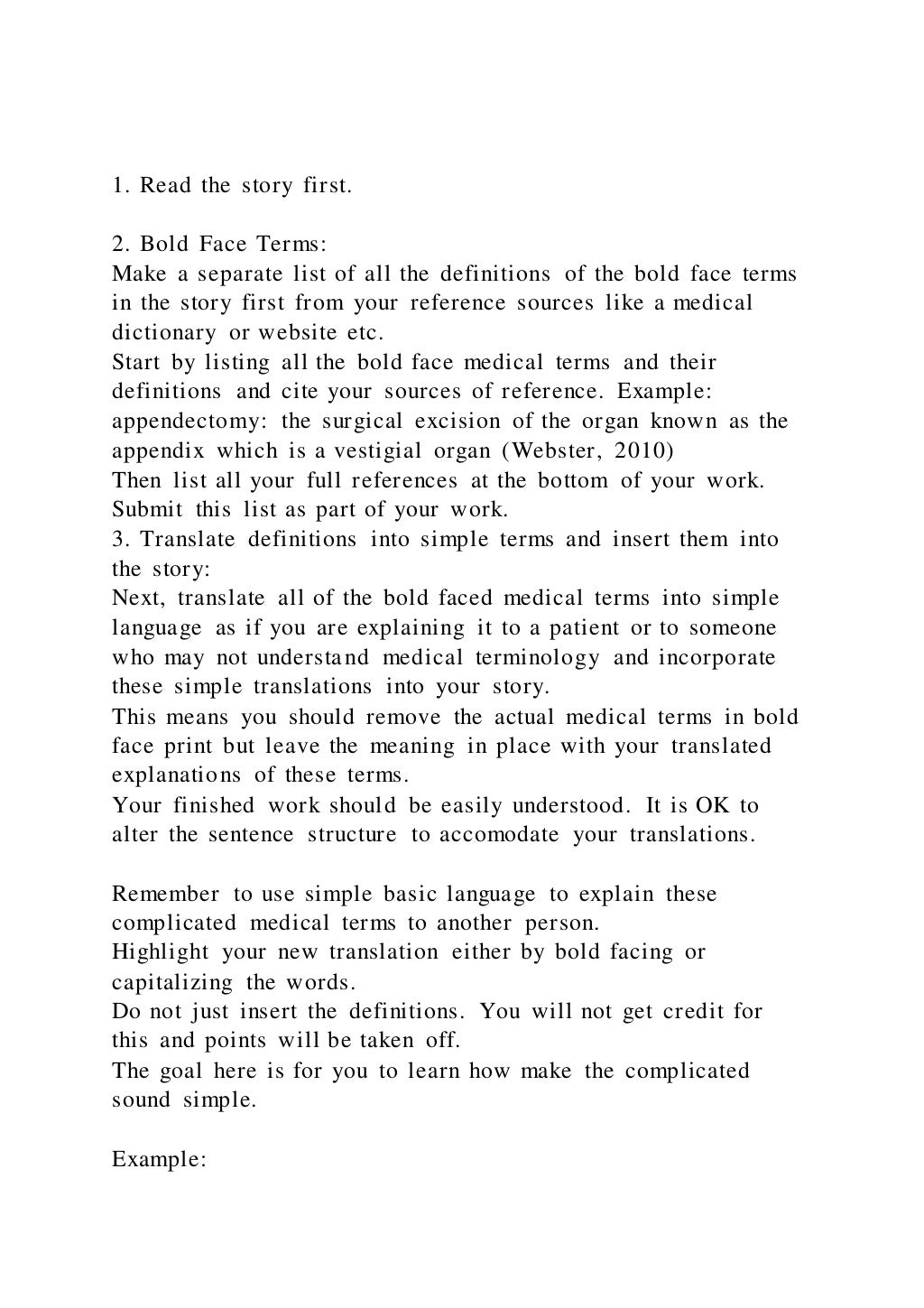 1. Read the story first.2. Bold Face TermsMake a separate l | DOCX