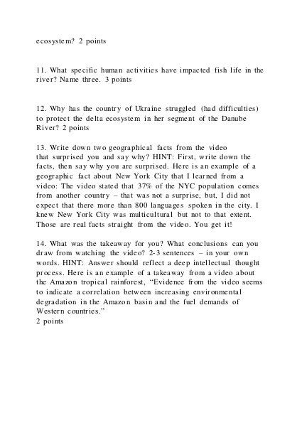 1. The Danube River flows through 10 countries. Name them in the s | PDF