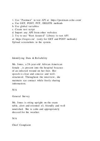 1. Use Postman” to test API at httpspostman-echo.coma. Use | PDF