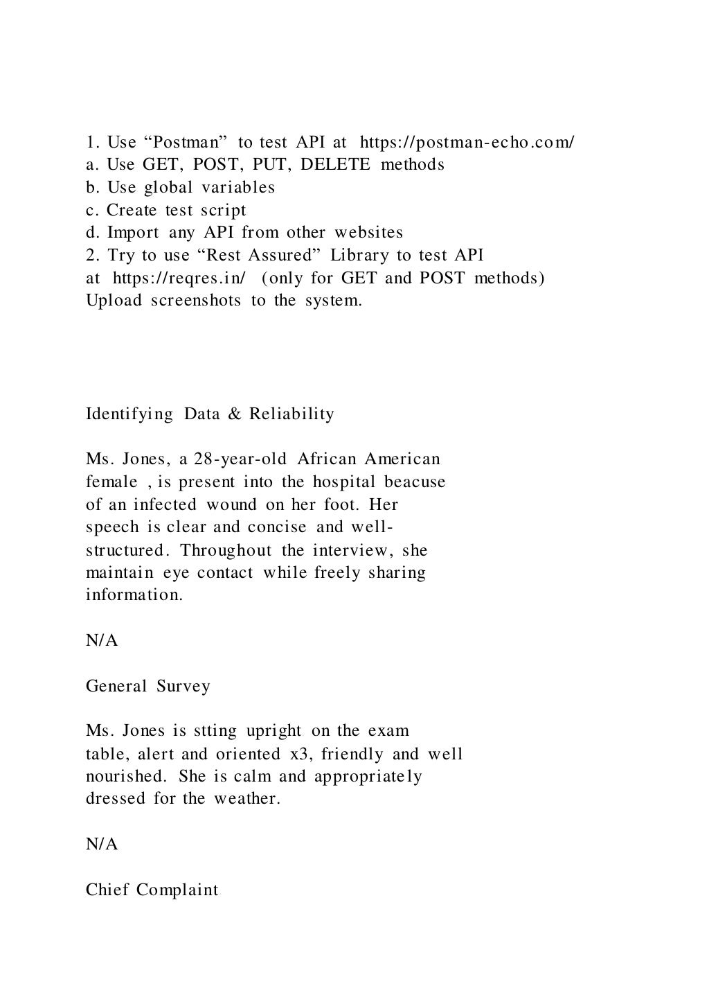 1. Use Postman” to test API at httpspostman-echo.coma. Use | PDF