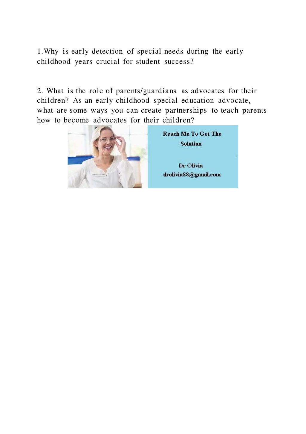 1.Why is early detection of special needs during the early childhood | DOCX