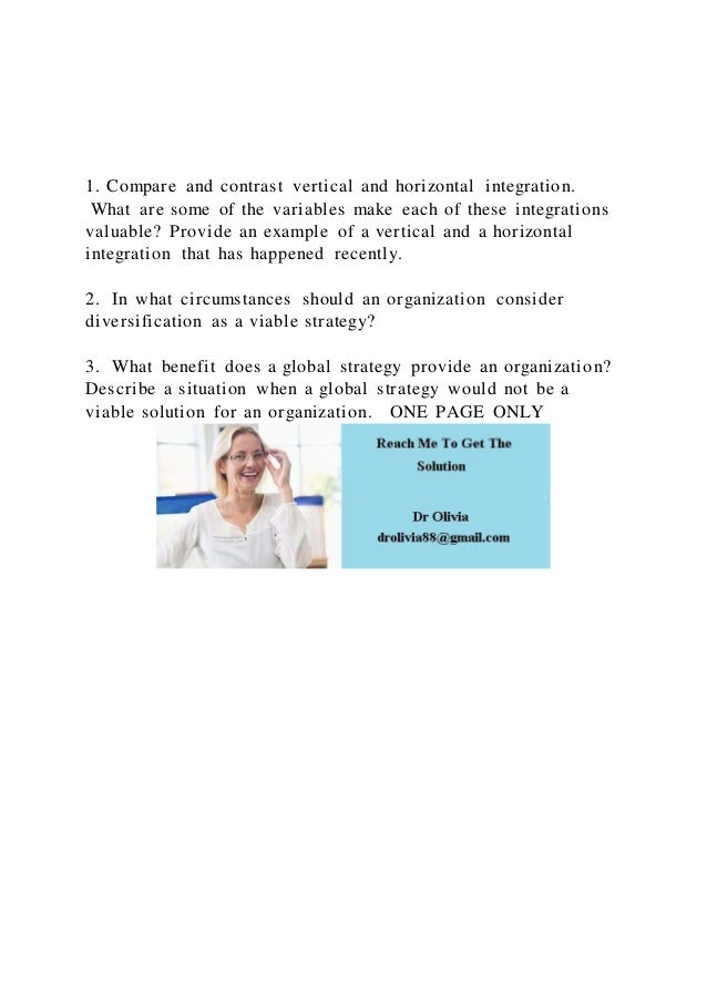 1. Compare and contrast vertical and horizontal integration. | PDF