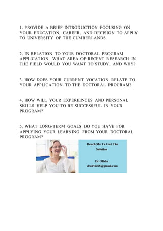 1. PROVIDE A BRIEF INTRODUCTION FOCUSING ON YOUR EDUCATION, CAREER, | PDF