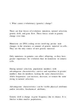 1. What causes evolutionary (genetic) change There ar | PDF