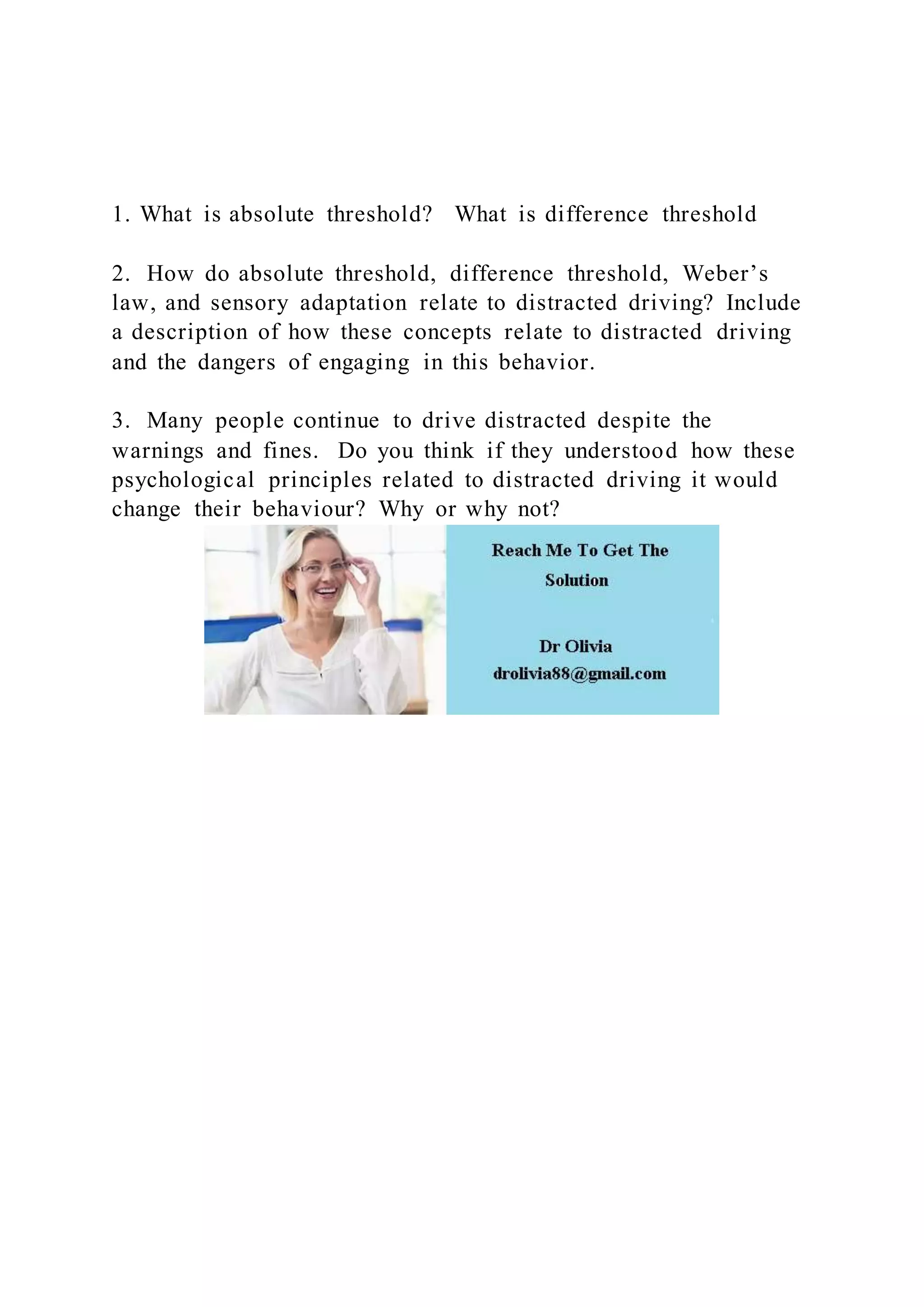 1. What is absolute threshold What is difference threshold | DOCX