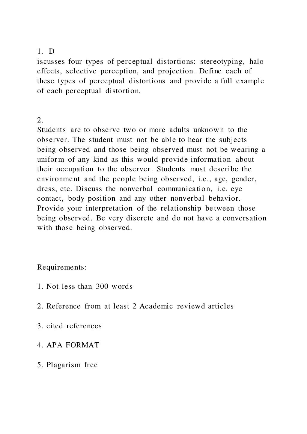 1. Discusses four types of perceptual distortions stereotyping, | PDF
