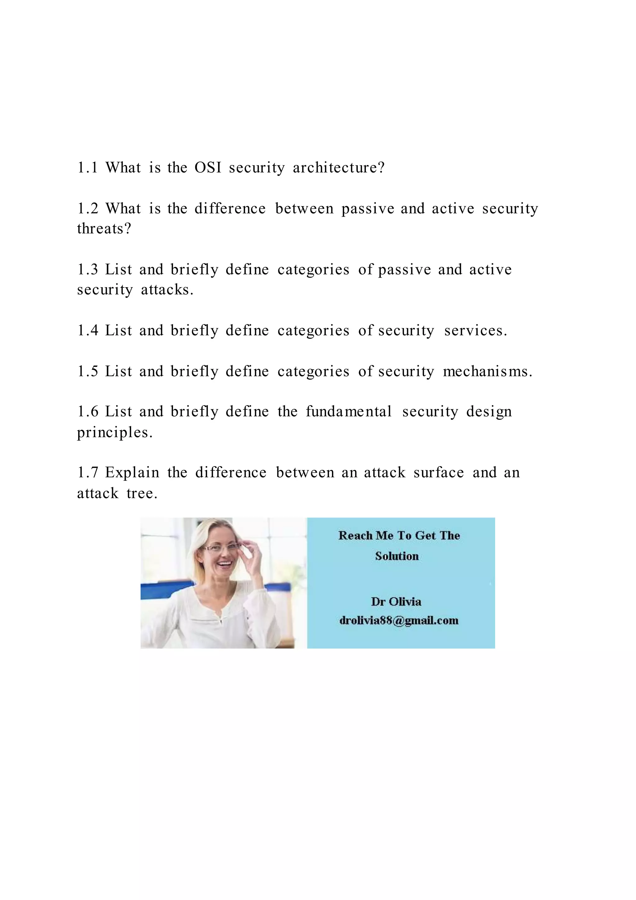 1 1 What Is The Osi Security Architecture1 2 What Is The Pdf