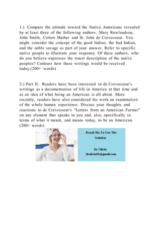 1.) Compare the attitude toward the Native Americans revealed by at | PDF