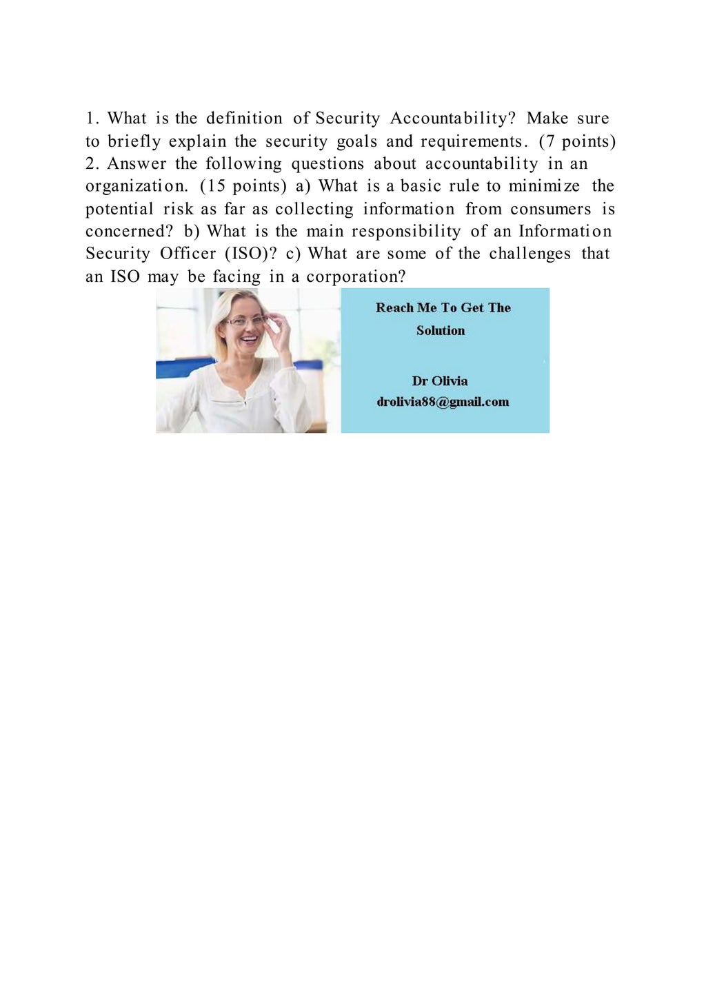 1. What is the definition of Security Accountability Make sure to b | PDF