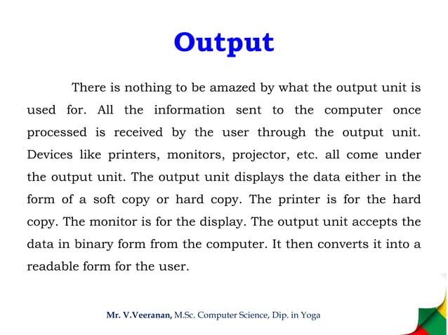 1.1.7 Block diagram and Working Principle of Computer | PPT | Data ...