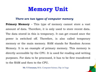 1.1.7 Block diagram and Working Principle of Computer | PPT