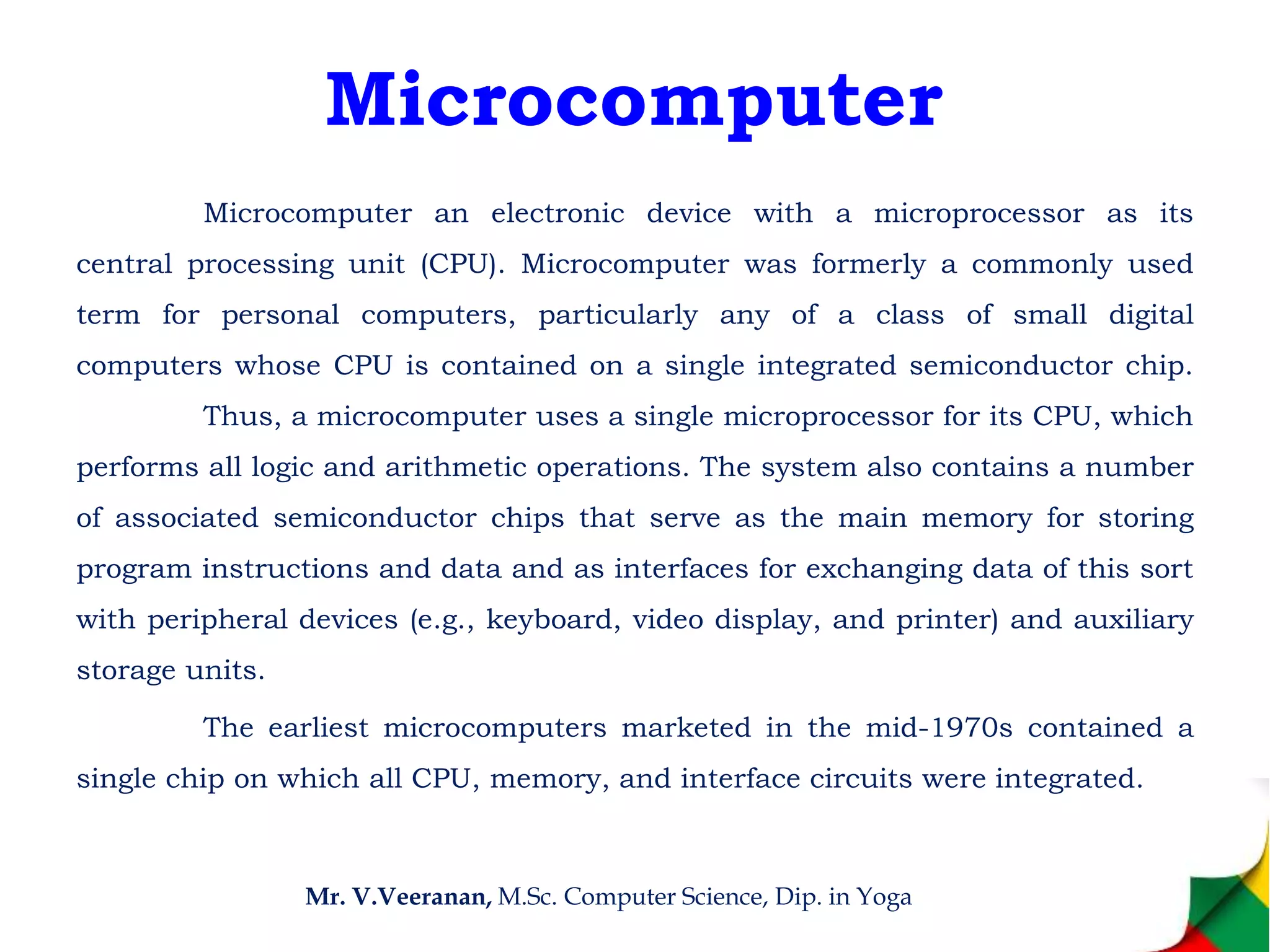 118 Types Of Computer And 1182 Classification Of Computers On The Basis Of Sizeppt