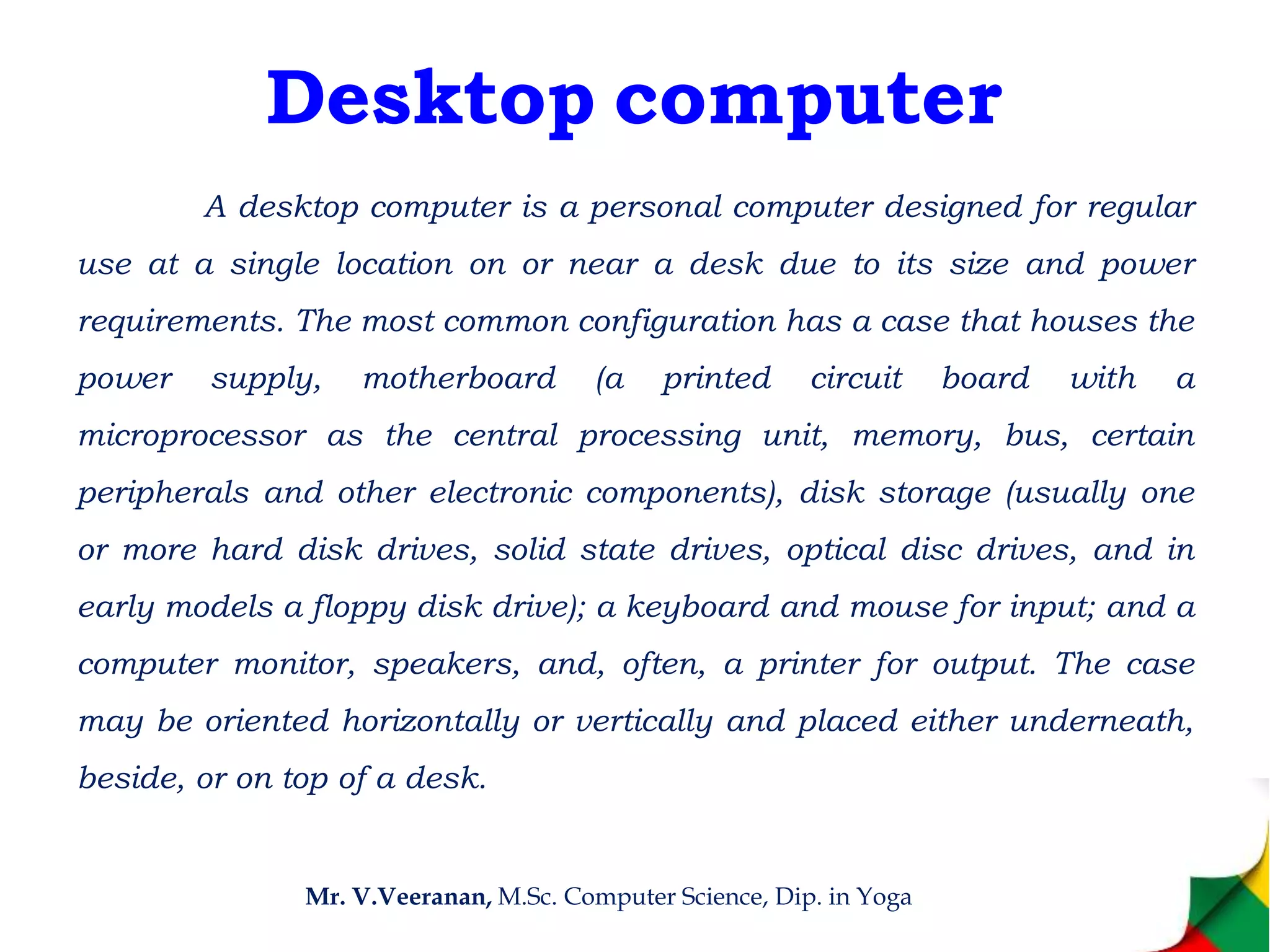1.1.8 Types of computer & 1.1.8.2 Classification of Computers on the ...