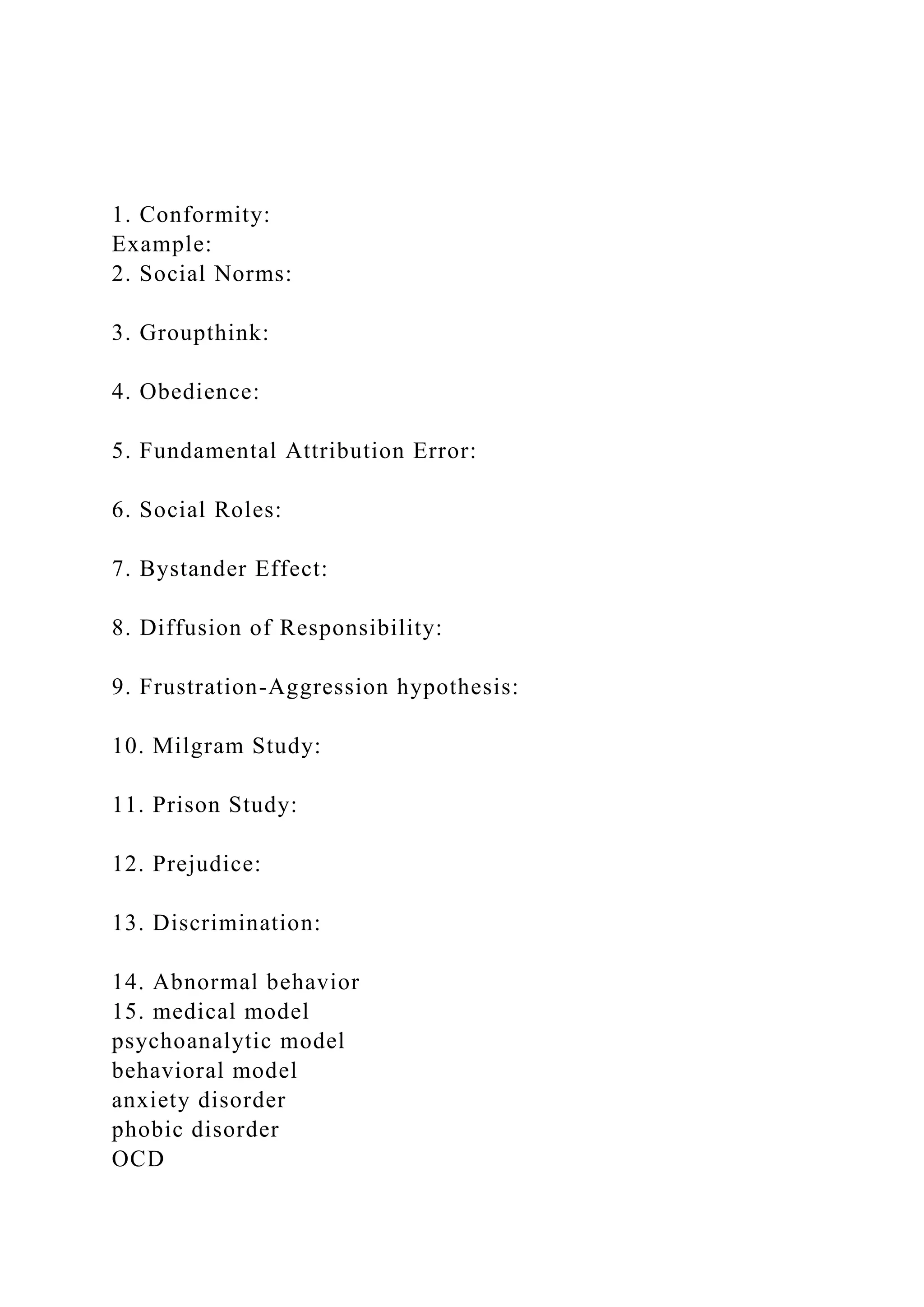 1. Conformity Example 2. Social Norms 3. Groupthink | DOCX | Mental Health | Diseases and Conditions