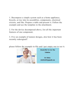 1. Decompose a simple system such as a home appliance, bicycle, | PDF