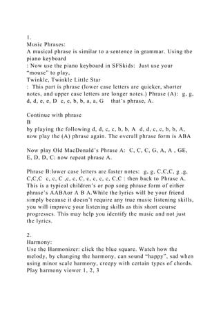 1. Music Phrases A musical phrase is similar to a sentence in g | DOCX