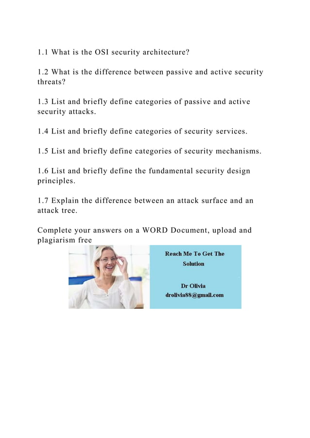 1.1 What is the OSI security architecture1.2 What is the differ | PDF