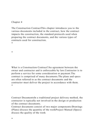 1. What two major components make up the contract documents 2. .docx