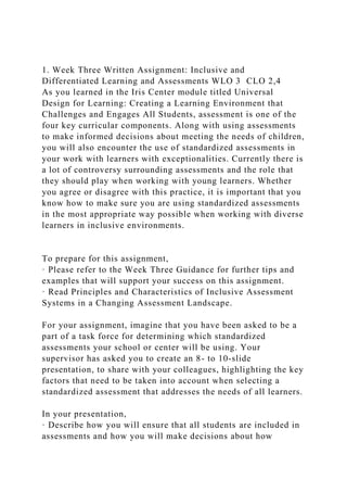1. Week Three Written Assignment Inclusive and Differentiated Lea.docx