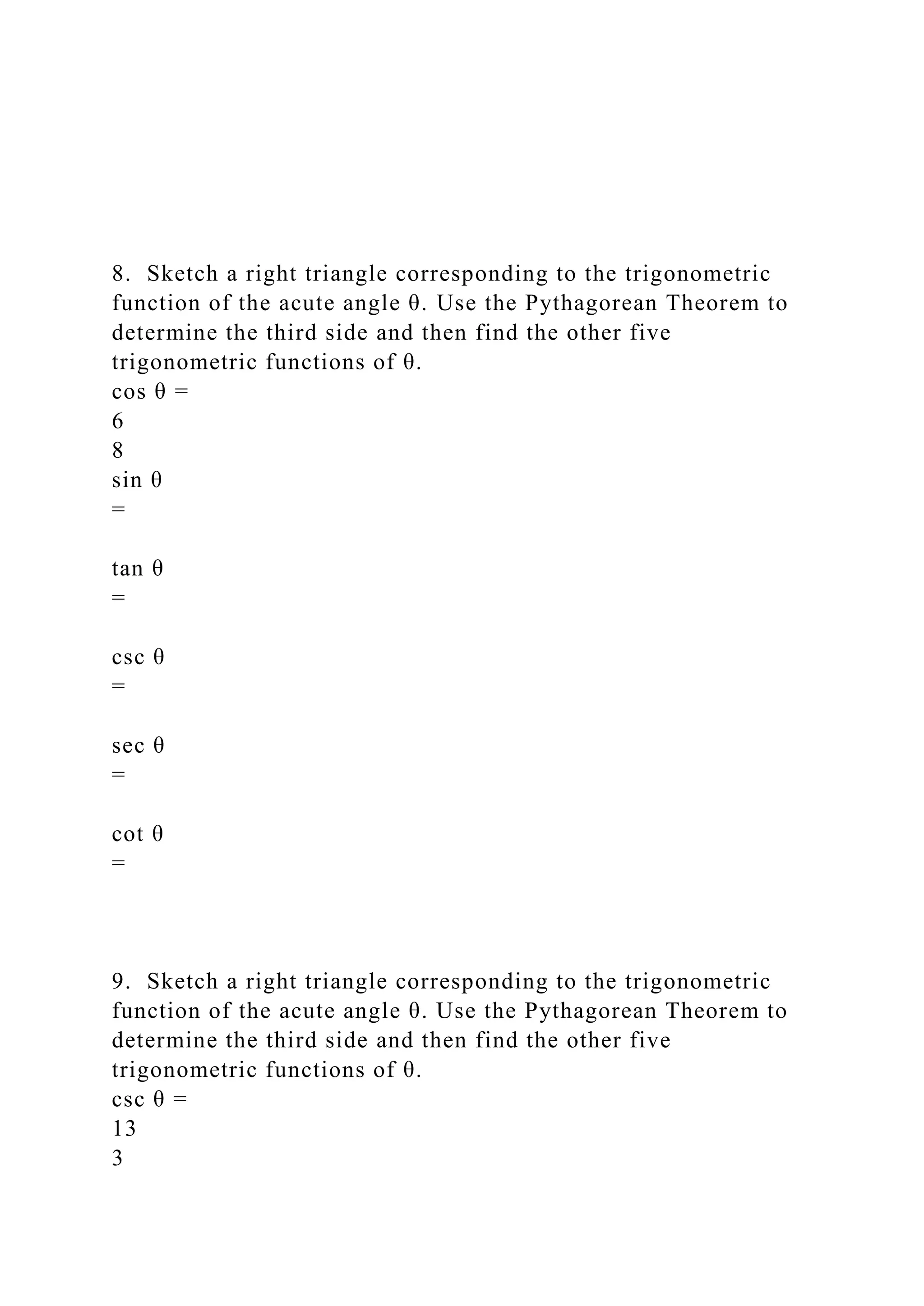 1. Match the right triangle definition with its trigonometric fu.docx