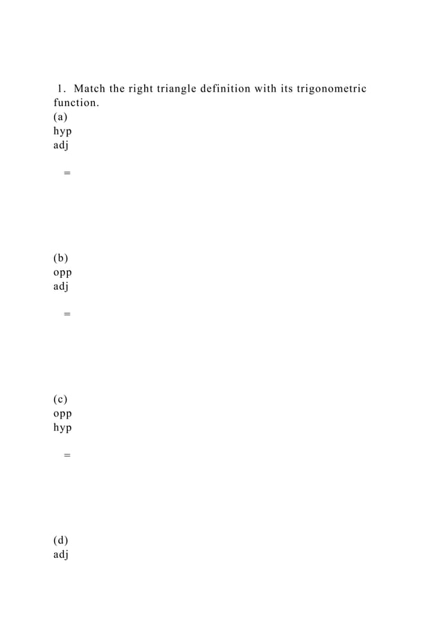 1. Match the right triangle definition with its trigonometric fu.docx