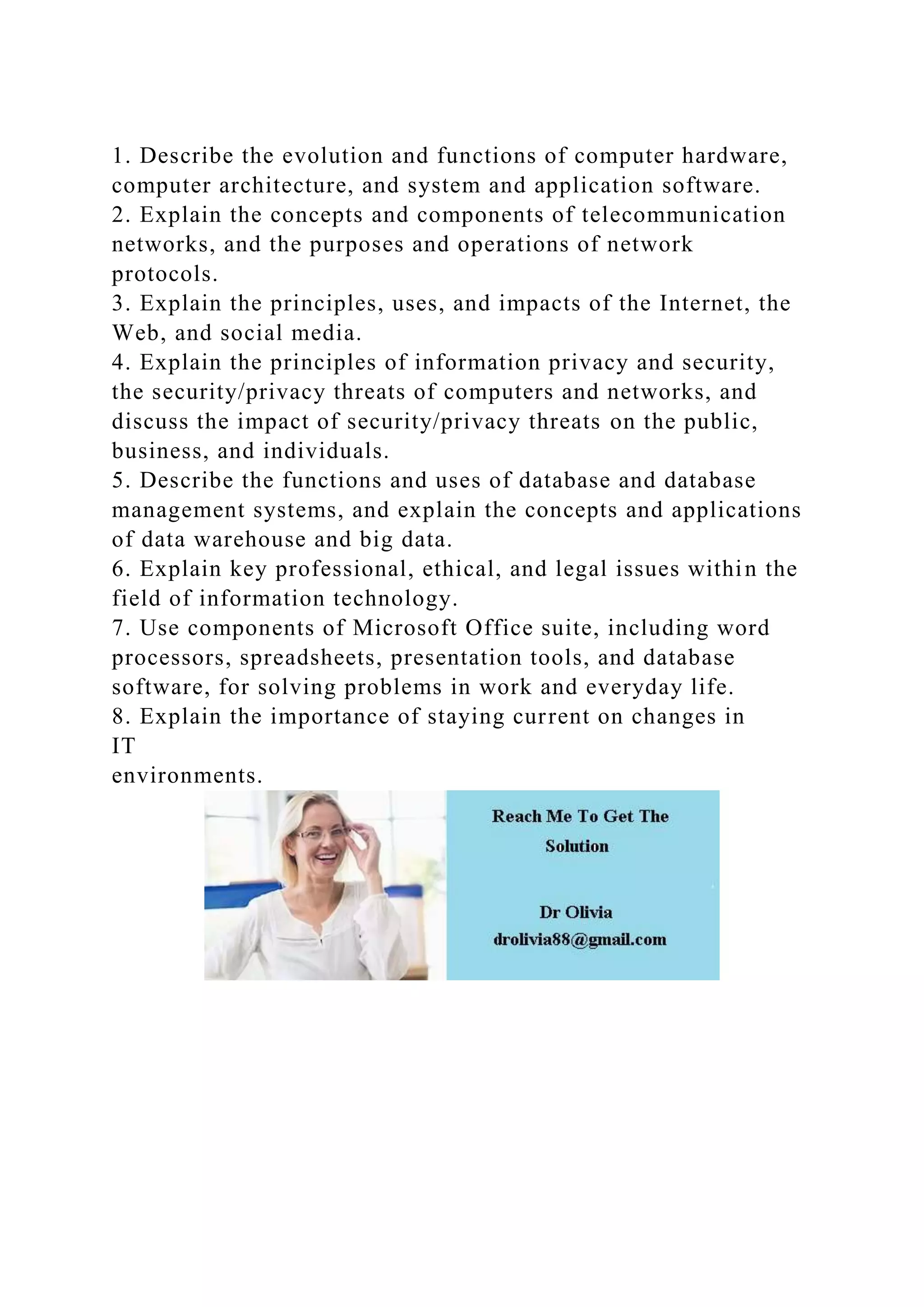 1. Describe the evolution and functions of computer hardware, comput.docx