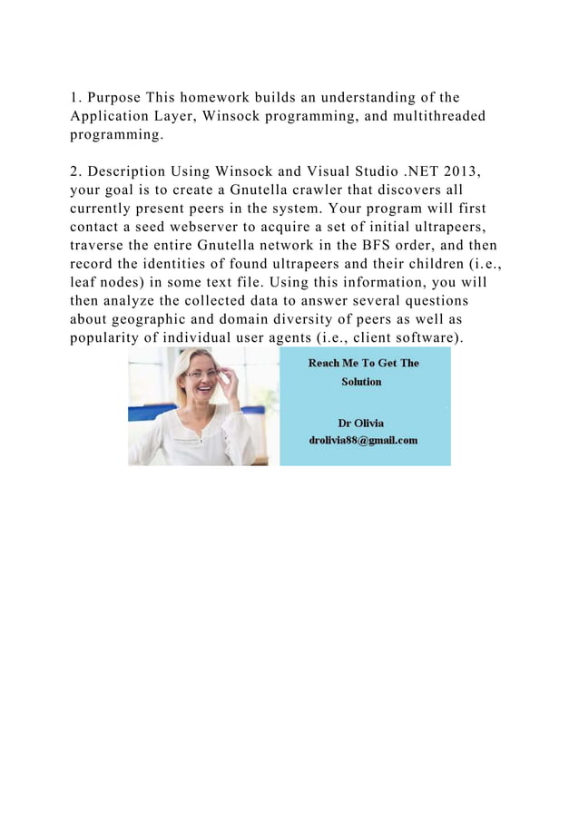 1. Purpose This homework builds an understanding of the Application .docx