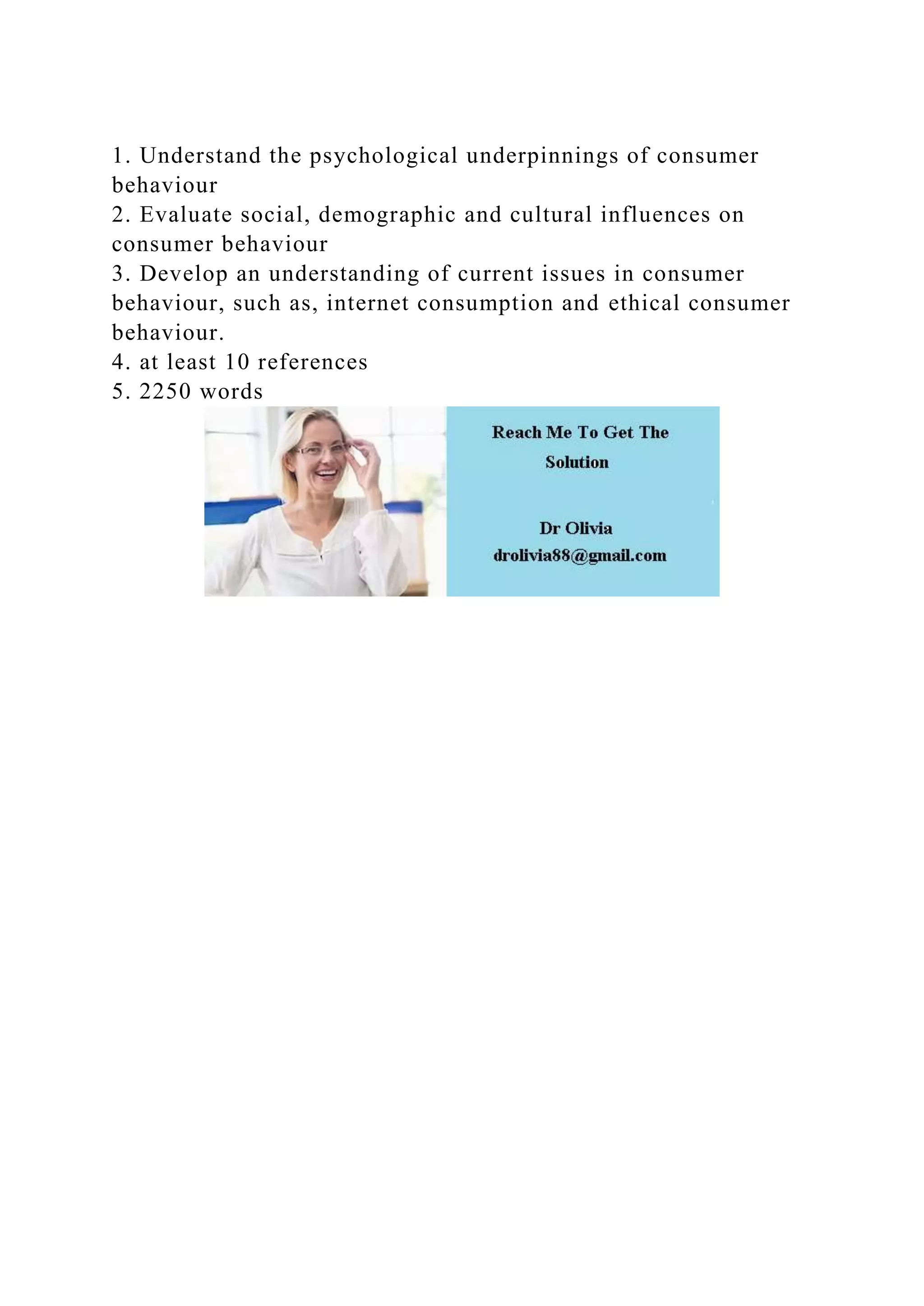 1. Understand the psychological underpinnings of consumer behaviour.docx