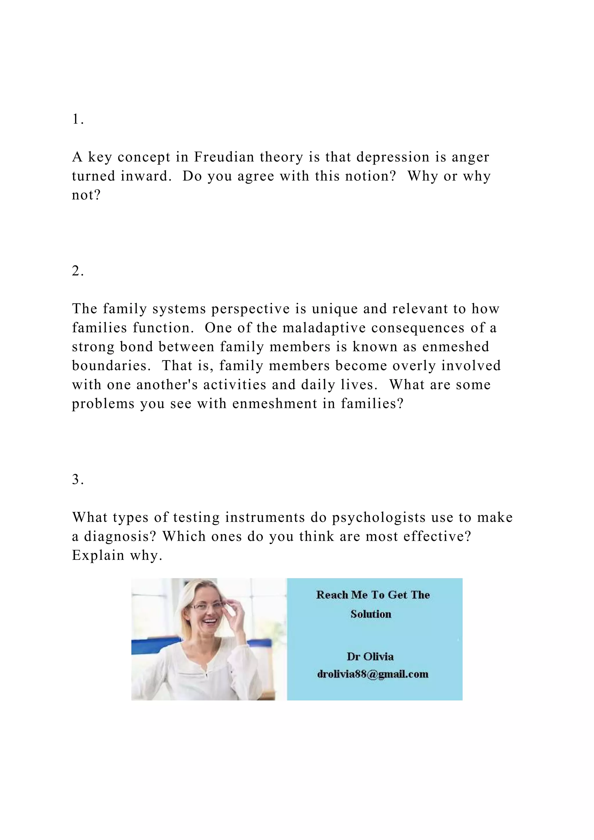 1.A key concept in Freudian theory is that depression is anger.docx