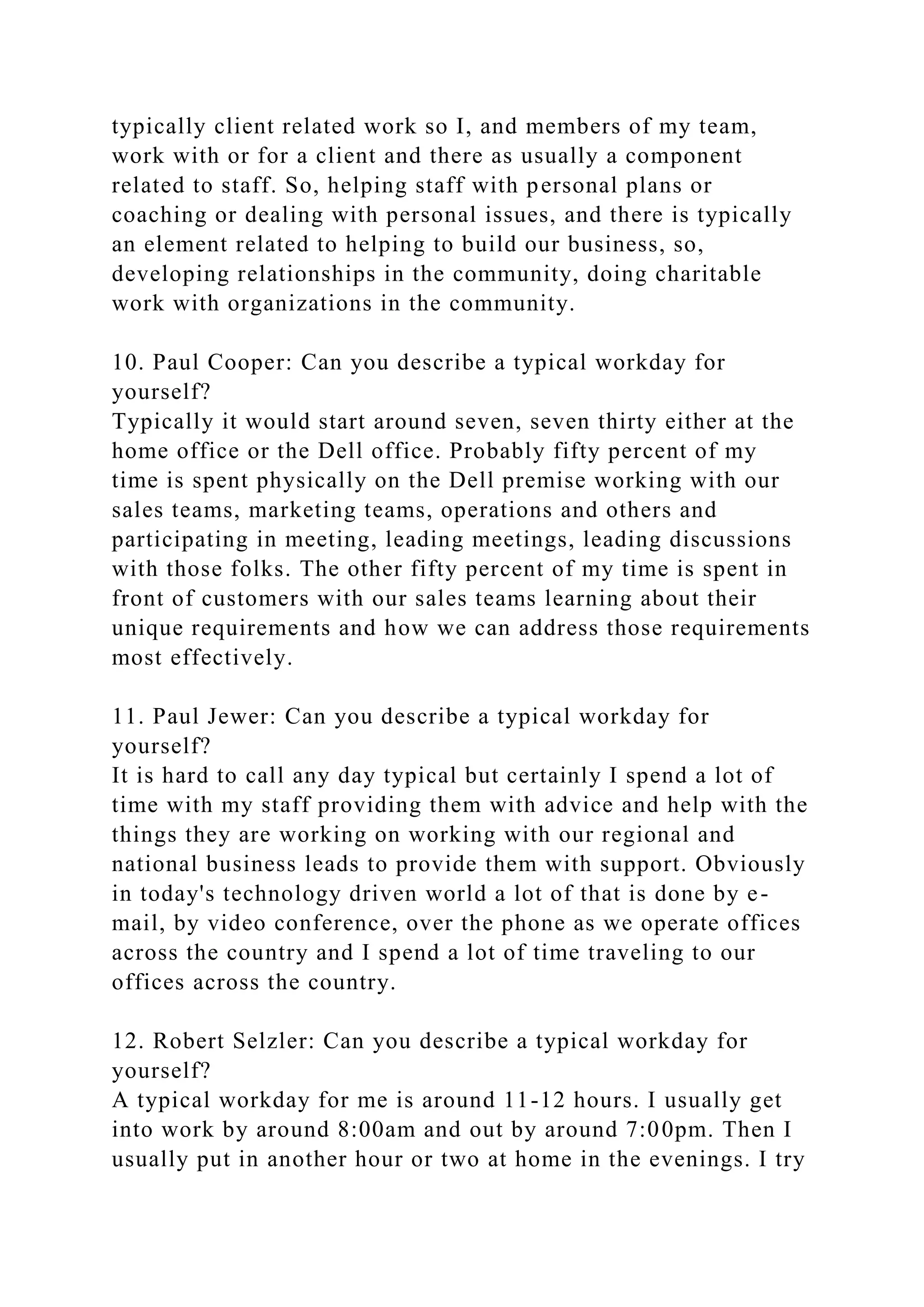 1. Allan Reynolds Can you describe a typical workday for yourself.docx
