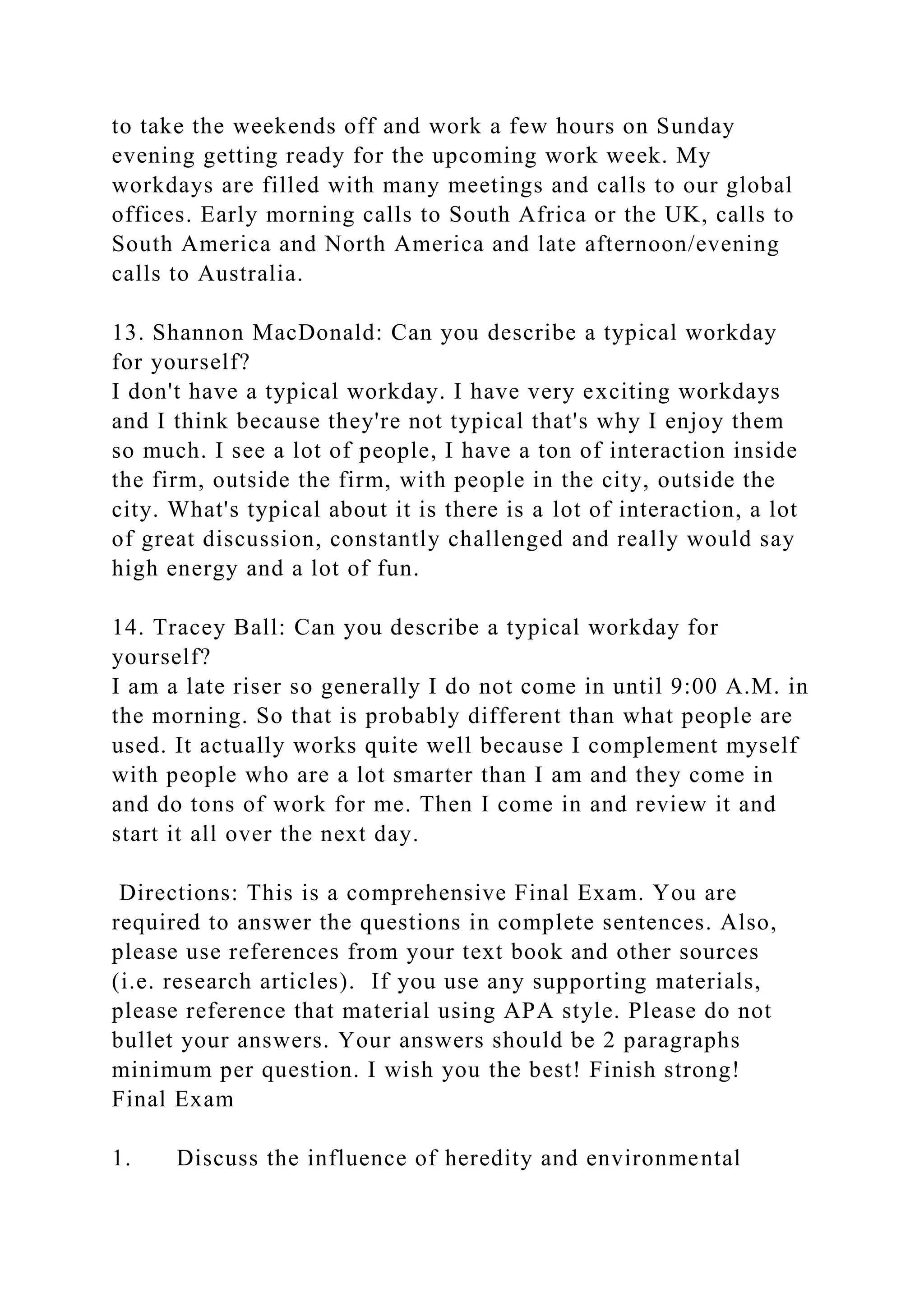 1. Allan Reynolds Can you describe a typical workday for yourself.docx