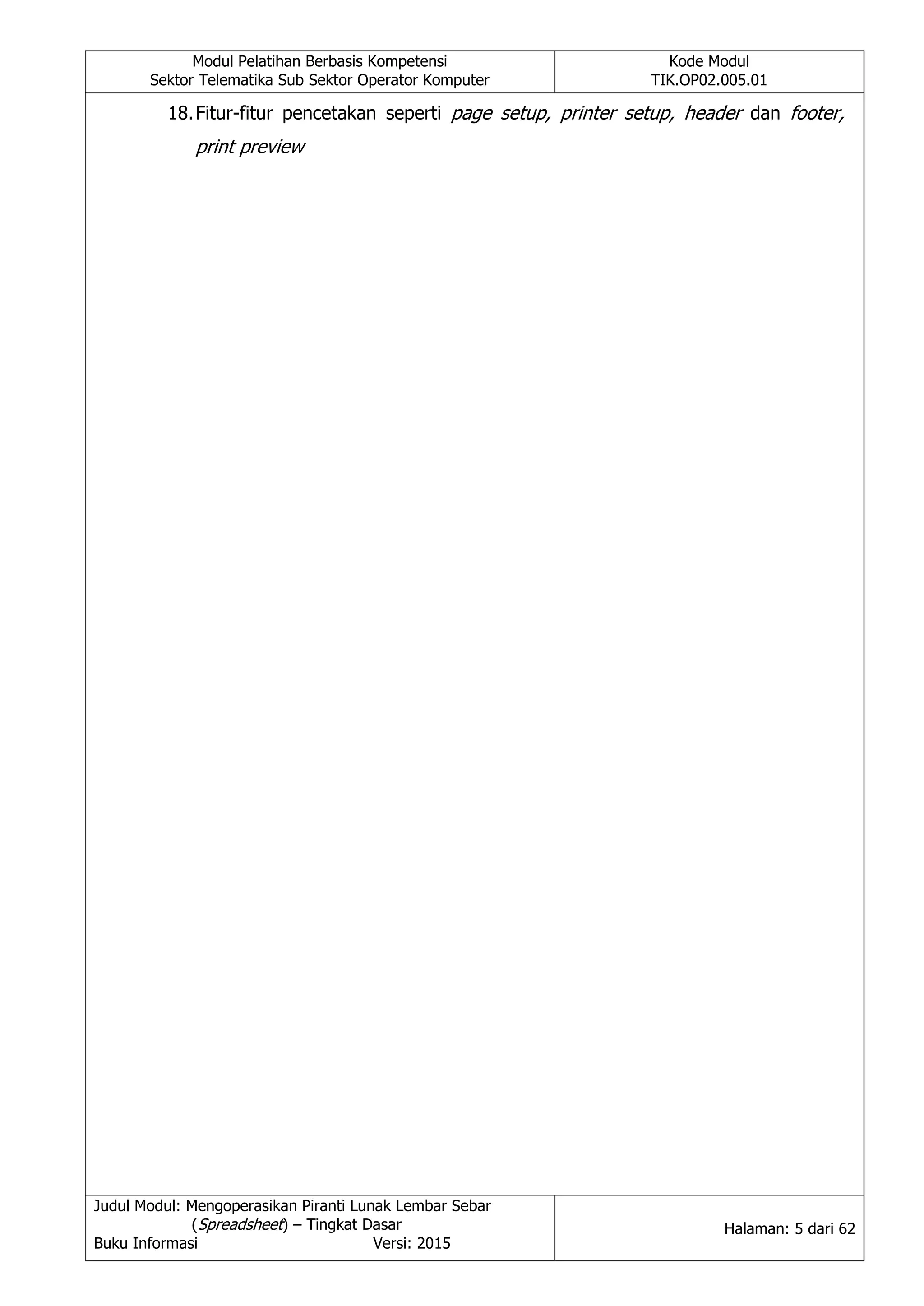 Modul Lembar Sebar (Spreadsheet) | PDF