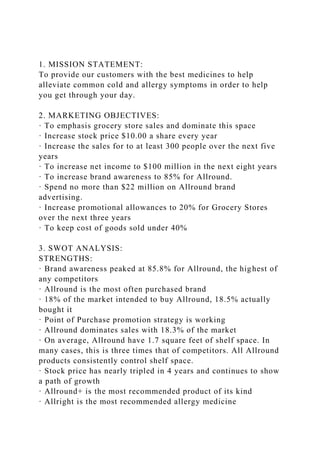 1. MISSION STATEMENTTo provide our customers with the best medi.docx