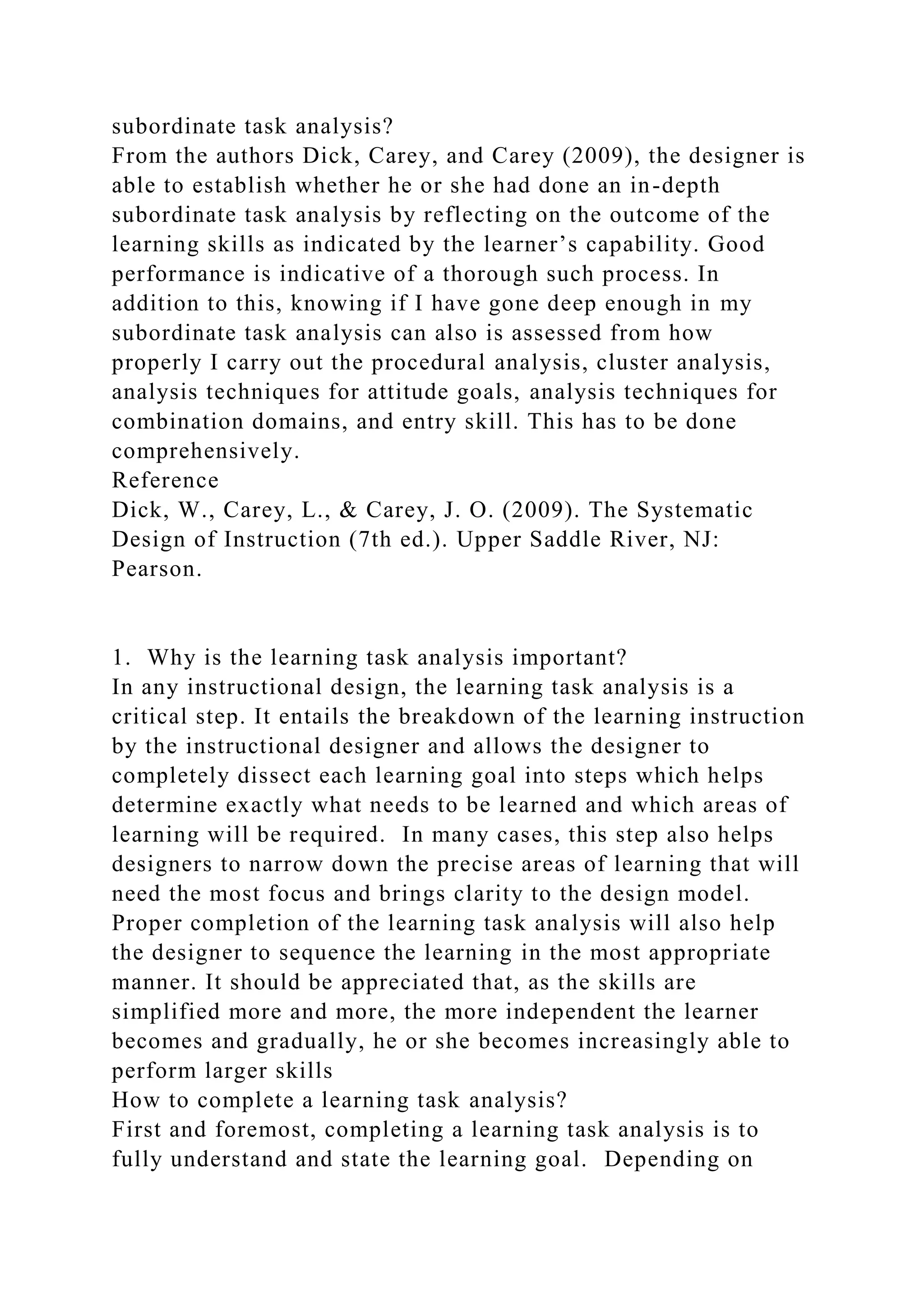 1. Why is learning task analysis important How to do learning tas.docx