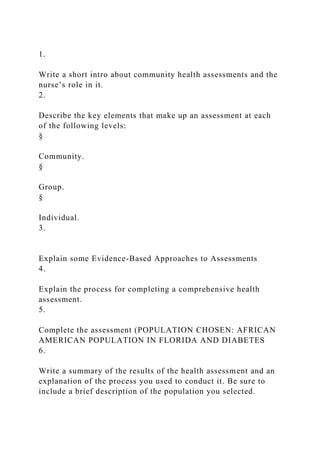 1.Write a short intro about community health assessments and the.docx