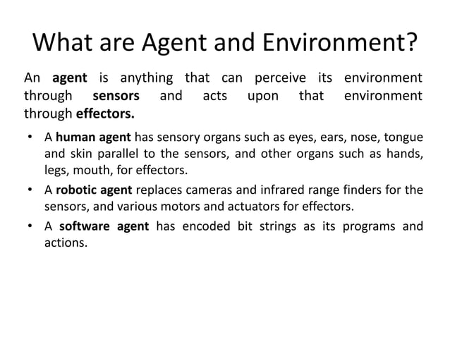 1.1 What are Agent and Environment.pptx | Artificial Intelligence | Technology & Computing
