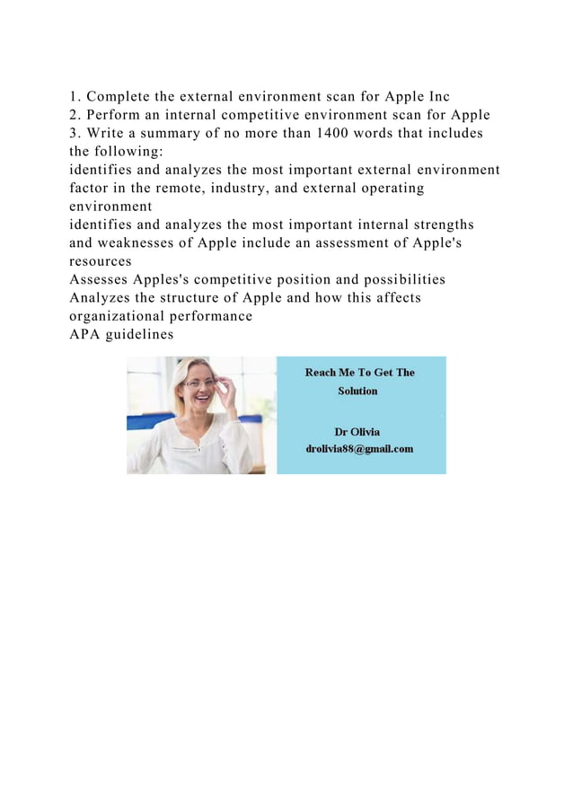 1. Complete the external environment scan for Apple Inc2. Perform .docx
