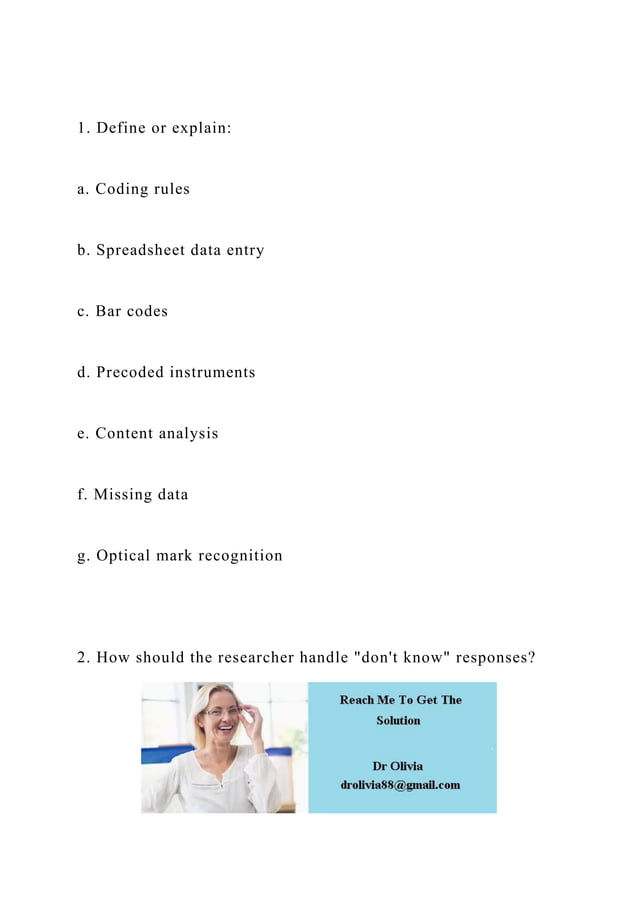 1. Define or explaina. Coding rulesb. Spreadsheet dat.docx