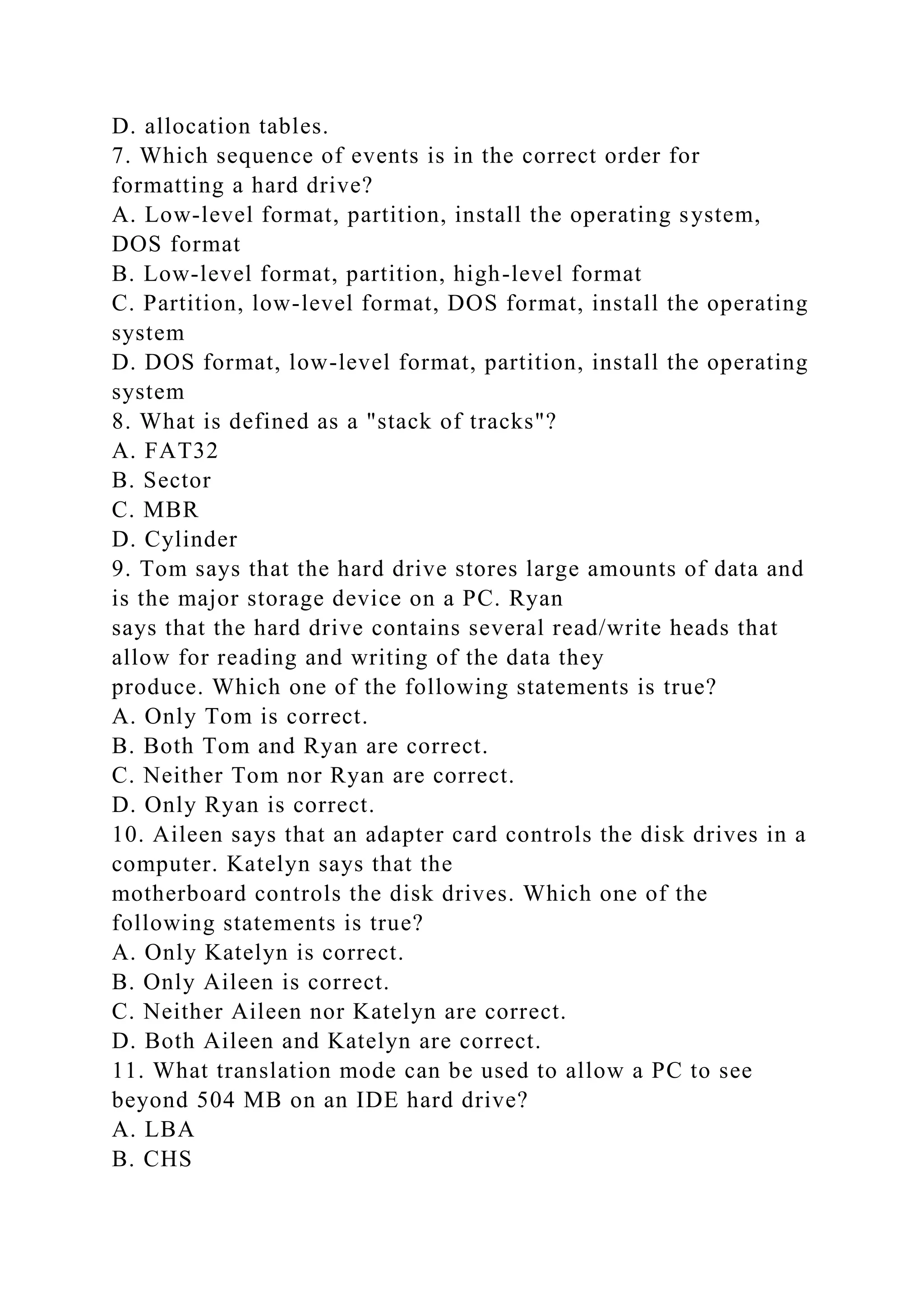 1. High-level formatting in Windows XP, Vista, and 7 uses which tool.docx