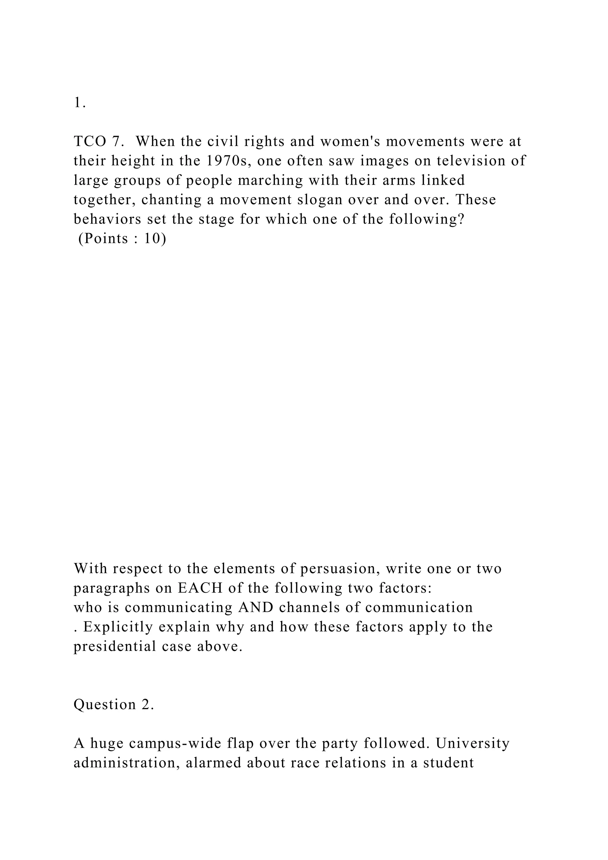 1. TCO 7. When the civil rights and womens movements were at t.docx