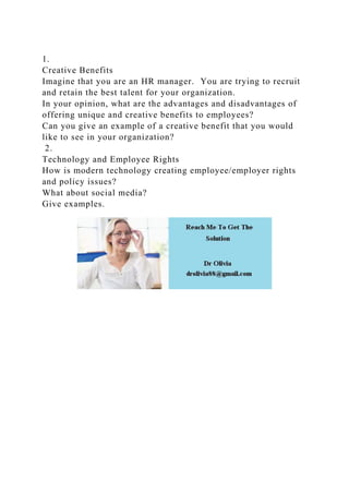 1.Creative BenefitsImagine that you are an HR manager. You are .docx ...