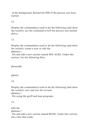 1.Display the commands(s) used to do the following (and show the.docx ...
