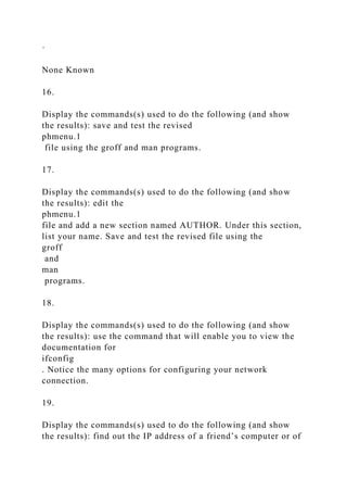 1.Display the commands(s) used to do the following (and show the.docx ...