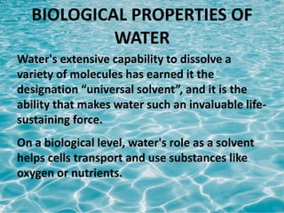Biological Properties Of Water