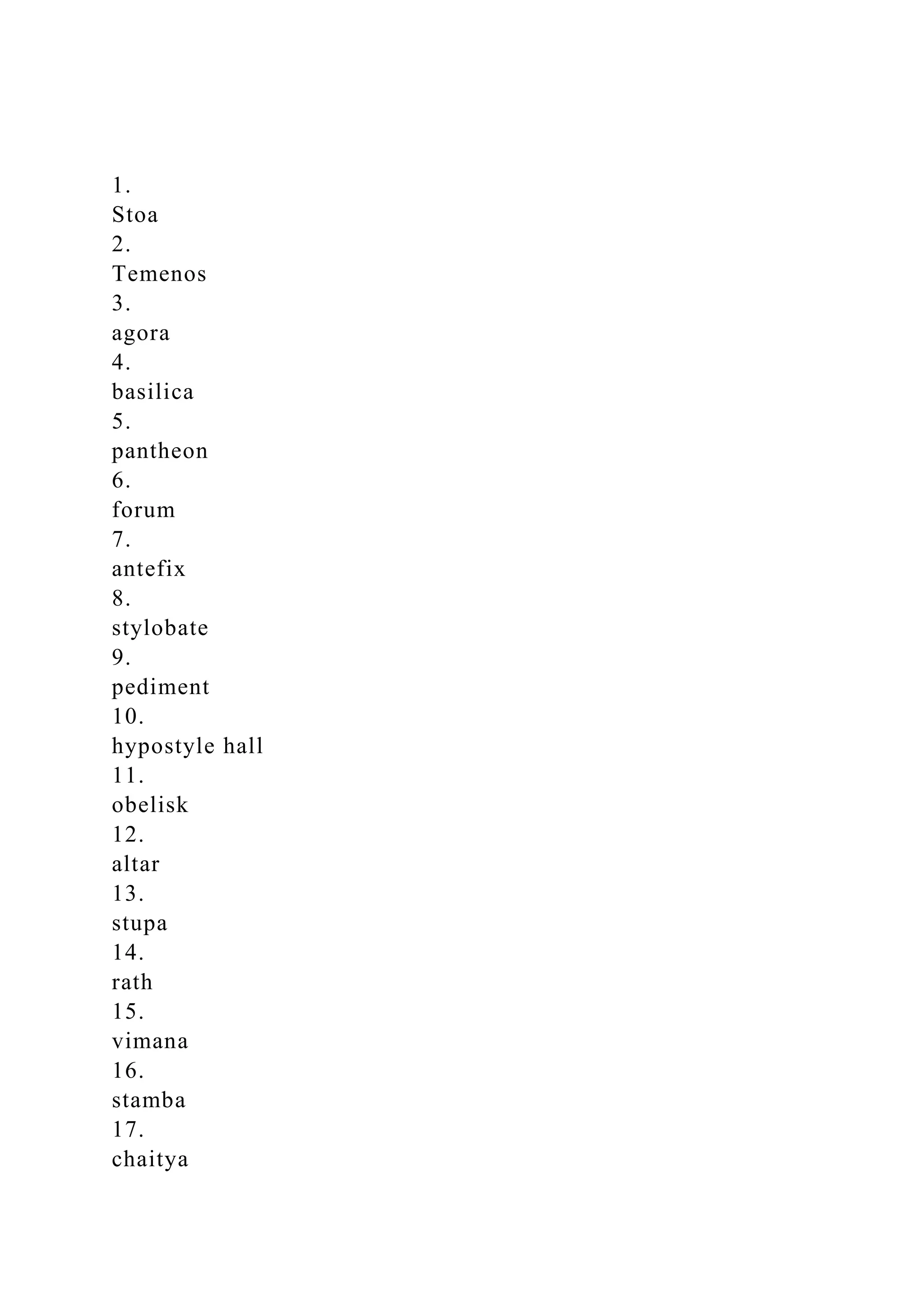 1.Stoa2.Temenos3.agora4.basilica5.pantheon6..docx