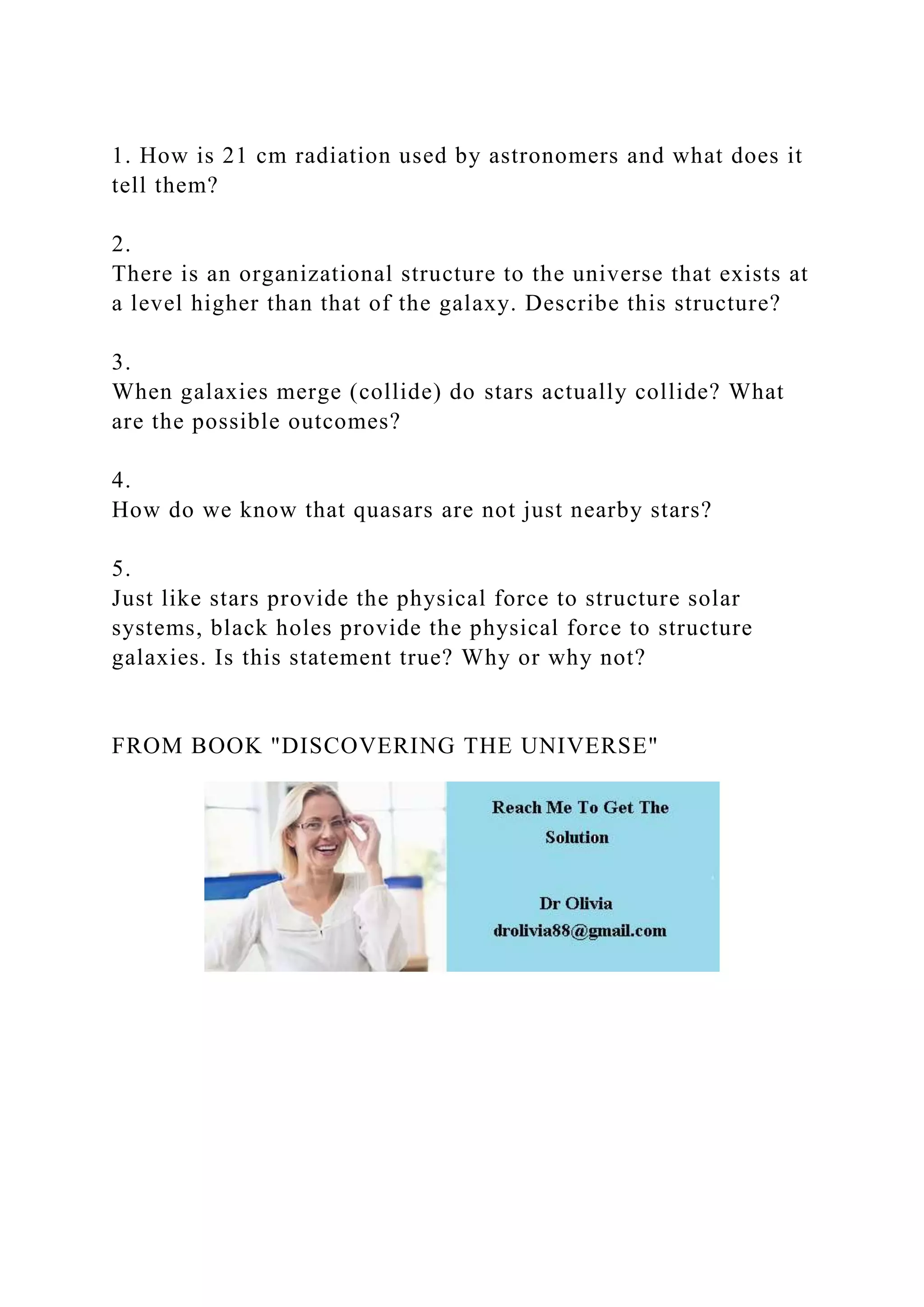 1. How is 21 cm radiation used by astronomers and what does it tell .docx