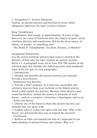 1. Assignment 1 Ancient Mysteries.Explore an ancient mystery an.docx