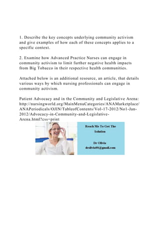 1. Describe the key concepts underlying community activism and g.docx